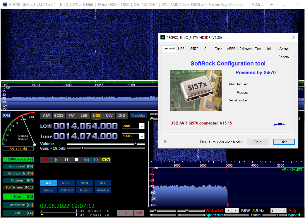 SDR SoftRock Ensemble RXTX + CAT + HDSDR + WSJT-X/JTDX — R9OFG.RU